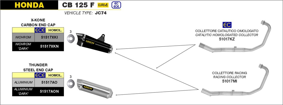 Arrow Motorcycle Exhaust - Honda CB125F: 2017 - 2020 – MyBikeBits